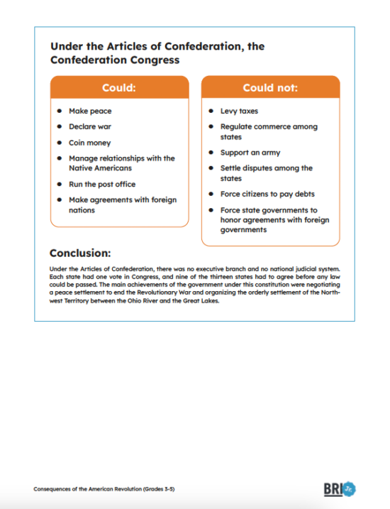 Articles of Confederation Visual Guide | Consequences of the American ...