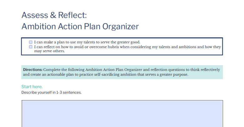 Ambition Action Plan Organizer - Bill of Rights Institute