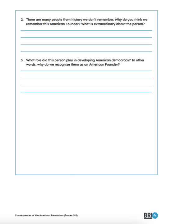 American Founder Research Handout | Consequences of the American ...
