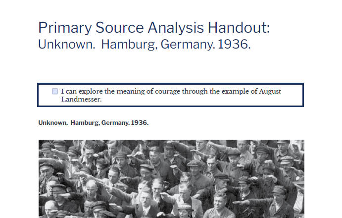 August Landmesser Primary Source Analysis Handout - Bill of Rights ...