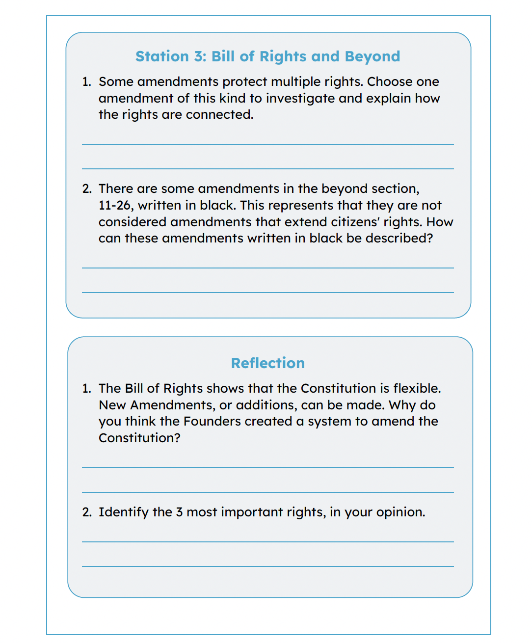 Bill of Rights Organizer | Development of the Constitution | Elementary
