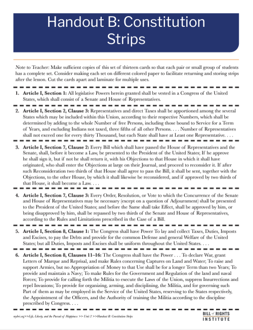 Constitution Excerpt Strips | Bill of Rights Institute