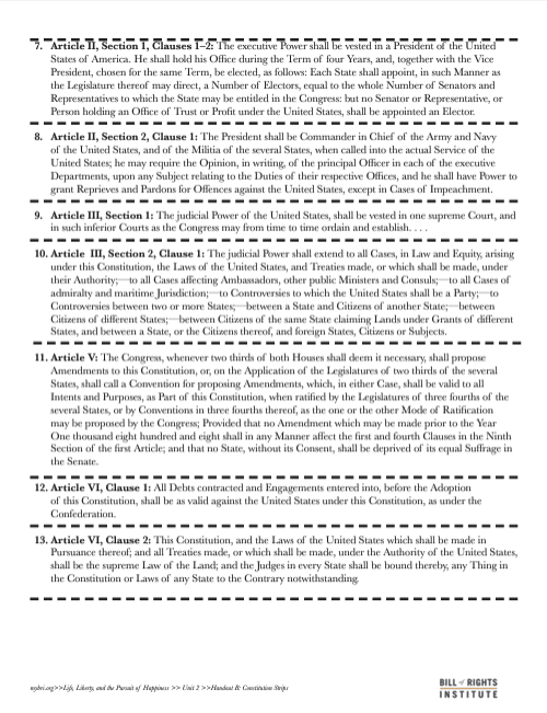 Constitution Excerpt Strips | Bill of Rights Institute