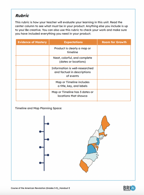 Performance Assessment Handout | Course of the American Revolution ...