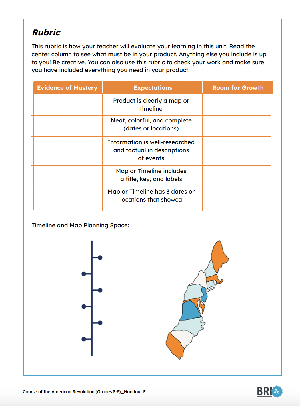 Performance Assessment Handout | Course of the American Revolution ...