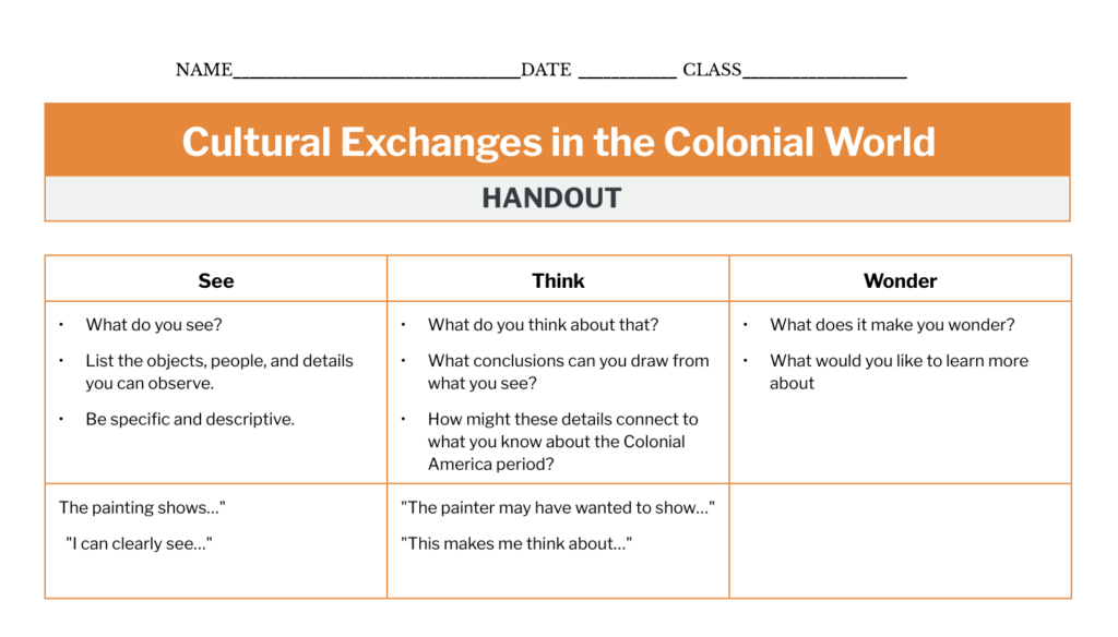 Cultural Exchanges in the Colonial World Handout | Native Americans ...