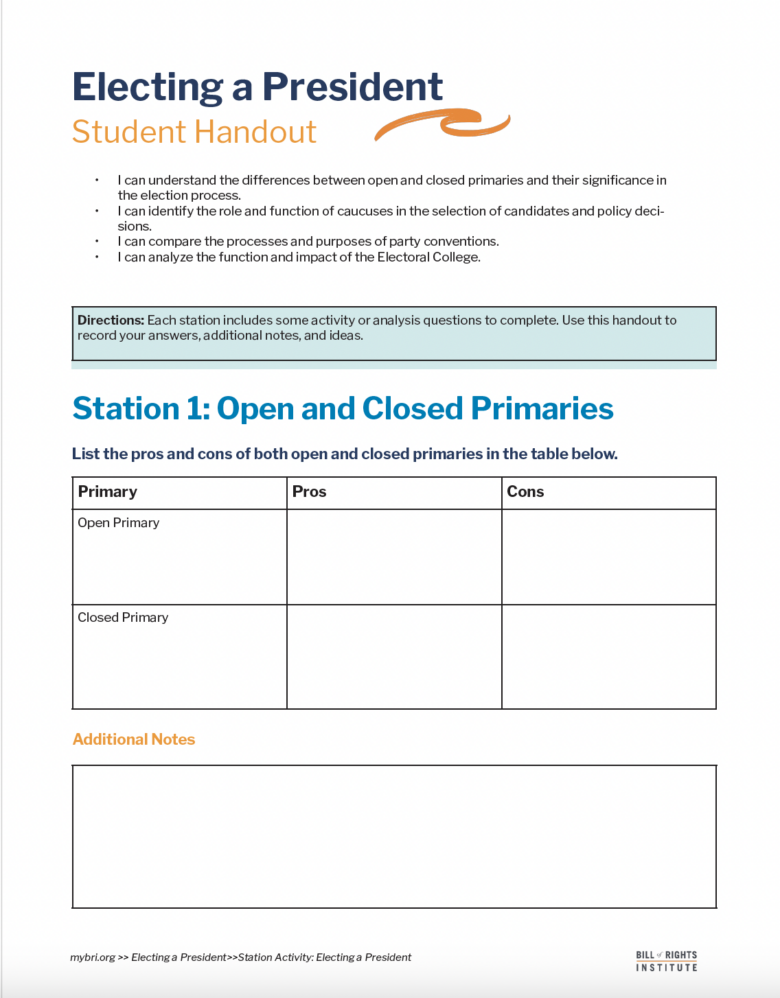 Electing a President | How is the President Elected? Station Activity ...