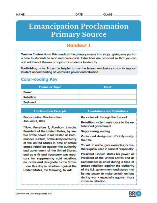 Emancipation Proclamation Primary Source | Course of the Civil War ...