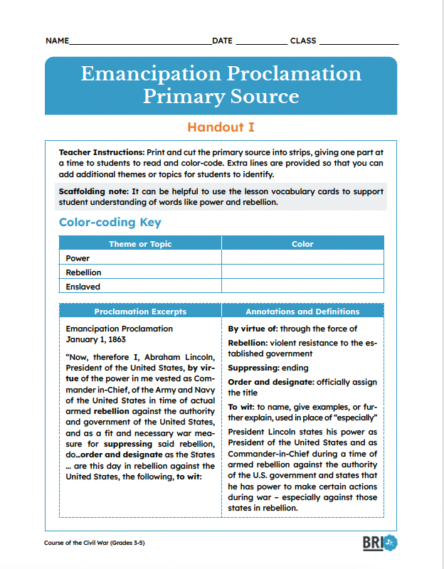 Emancipation Proclamation Primary Source | Course of the Civil War ...