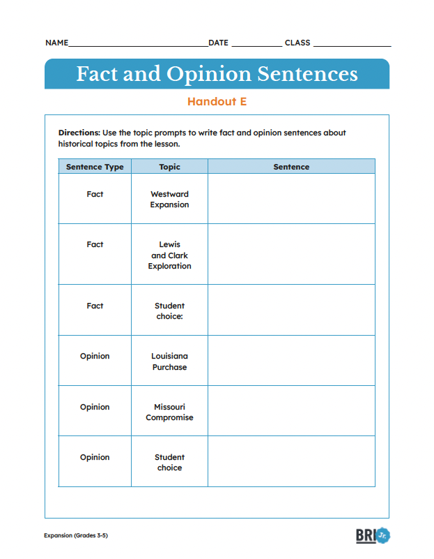 Fact vs. Opinion Card Sort Activity | Expansion | Elementary