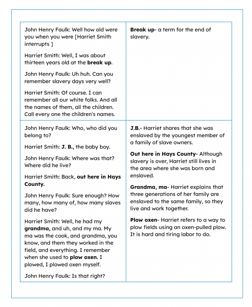 Experiences of Enslaved People Primary Sources | Causes of the Civil ...
