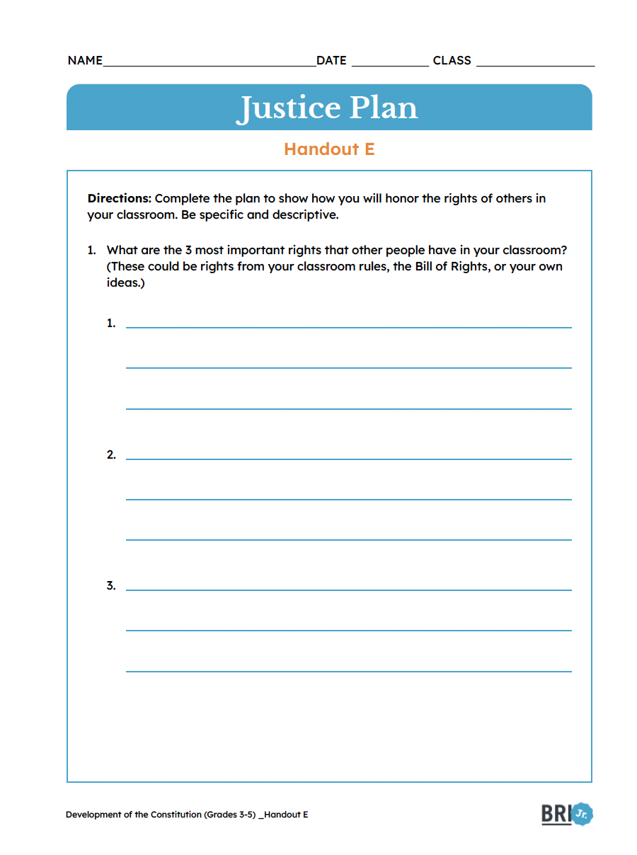 Justice Plan | Development of the Constitution | Elementary