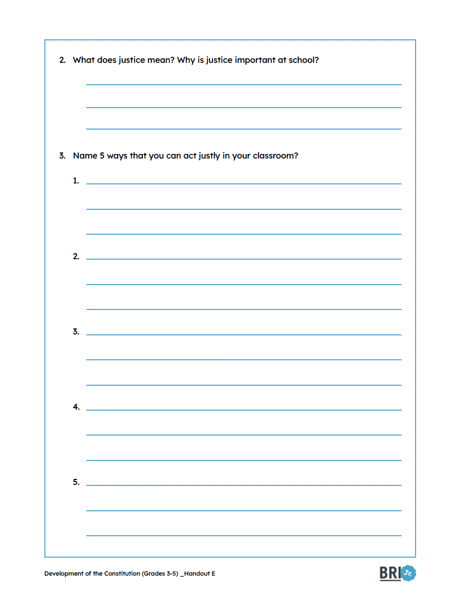 Justice Plan | Development of the Constitution | Elementary