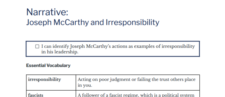 Joseph McCarthy and Irresponsibility Narrative - Bill of Rights Institute
