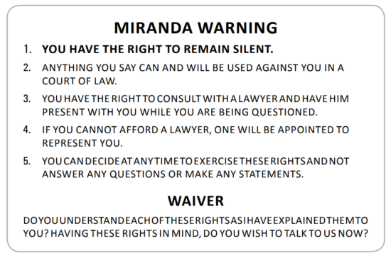 Documents to Examine (A-K) - Miranda v. Arizona (1966) | Bill of Rights ...