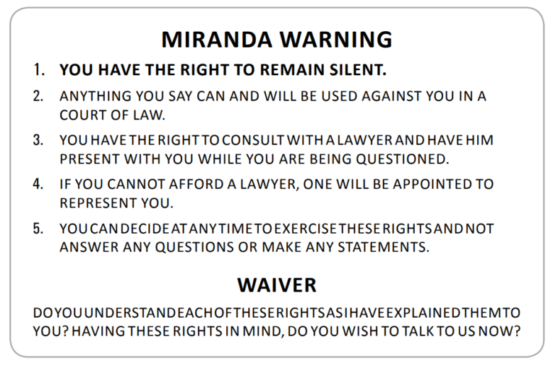 Documents to Examine (A-K) - Miranda v. Arizona (1966) | Bill of Rights ...