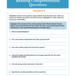 Reading Comprehension Questions | Industrialization and Immigration ...