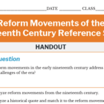 Reform Movements of the Nineteenth Century Handout | Social Reform ...