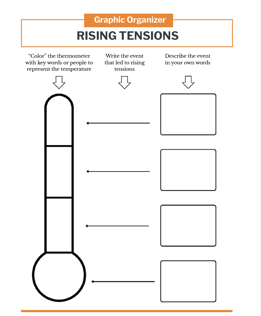 Rising Tension Graphic Organizer | The Revolutionary War | Middle ...