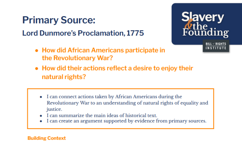 Lord Dunmore's Proclamation, 1775 - Bill of Rights Institute