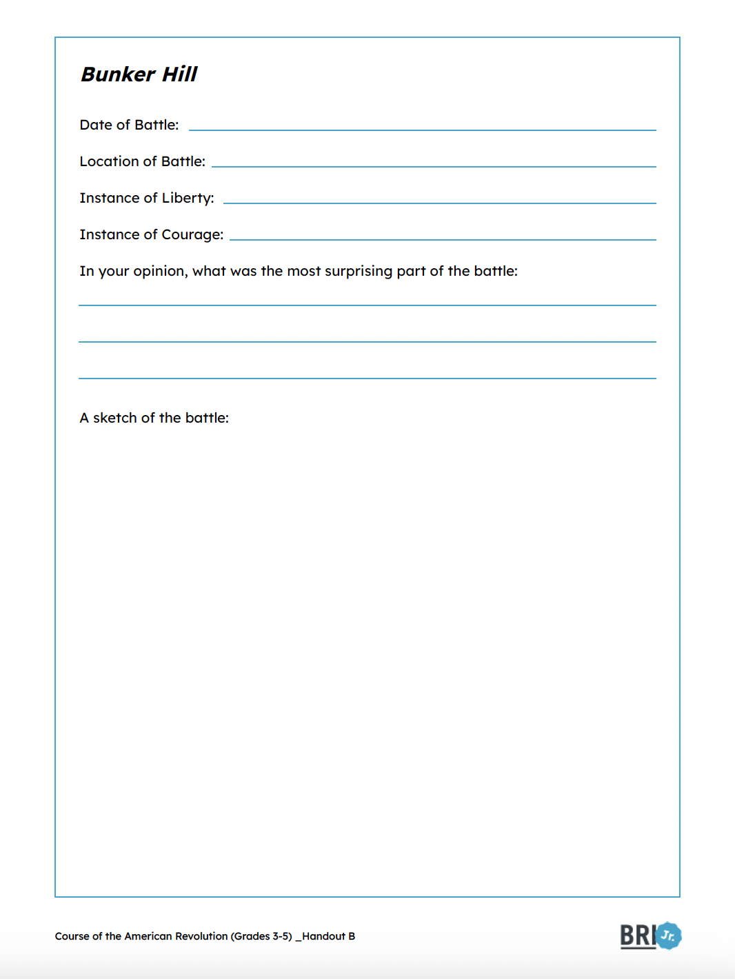 Scavenger Hunt Stations Handout | Course of the American Revolution ...