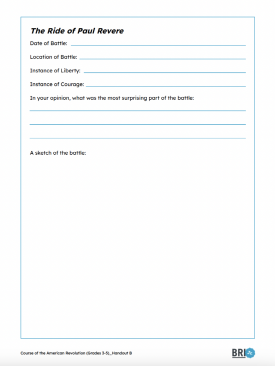 Scavenger Hunt Stations Handout | Course of the American Revolution ...