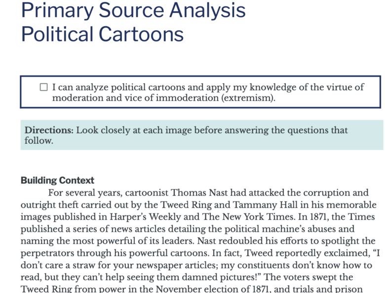 William "Boss" Tweed Primary Source Analysis - Bill of Rights Institute