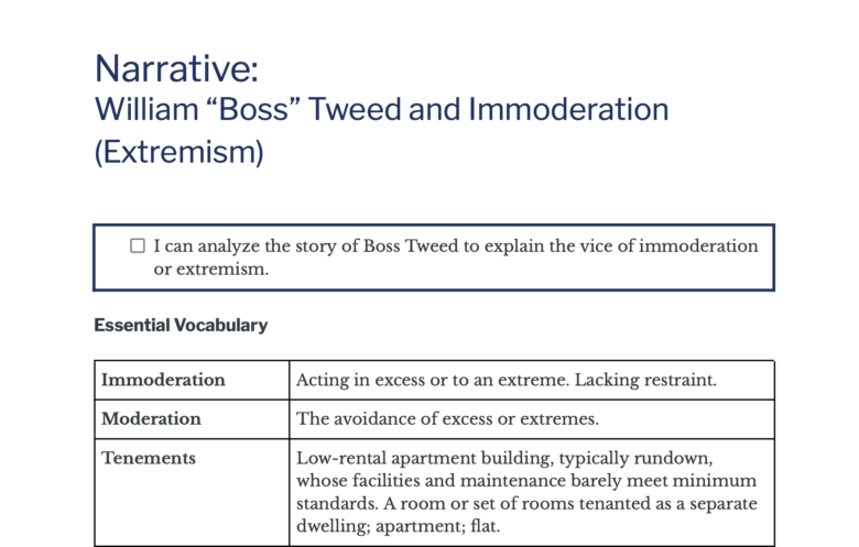William "Boss" Tweed and Immoderation Narrative - Bill of Rights Institute