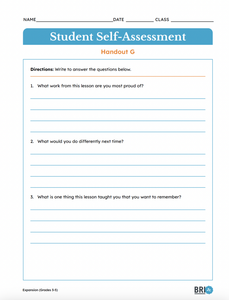 Student Self-Assessment Handout | Expansion | Bill of Rights Institute