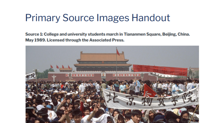 Tiananmen Square Primary Source Images Handout - Bill of Rights Institute