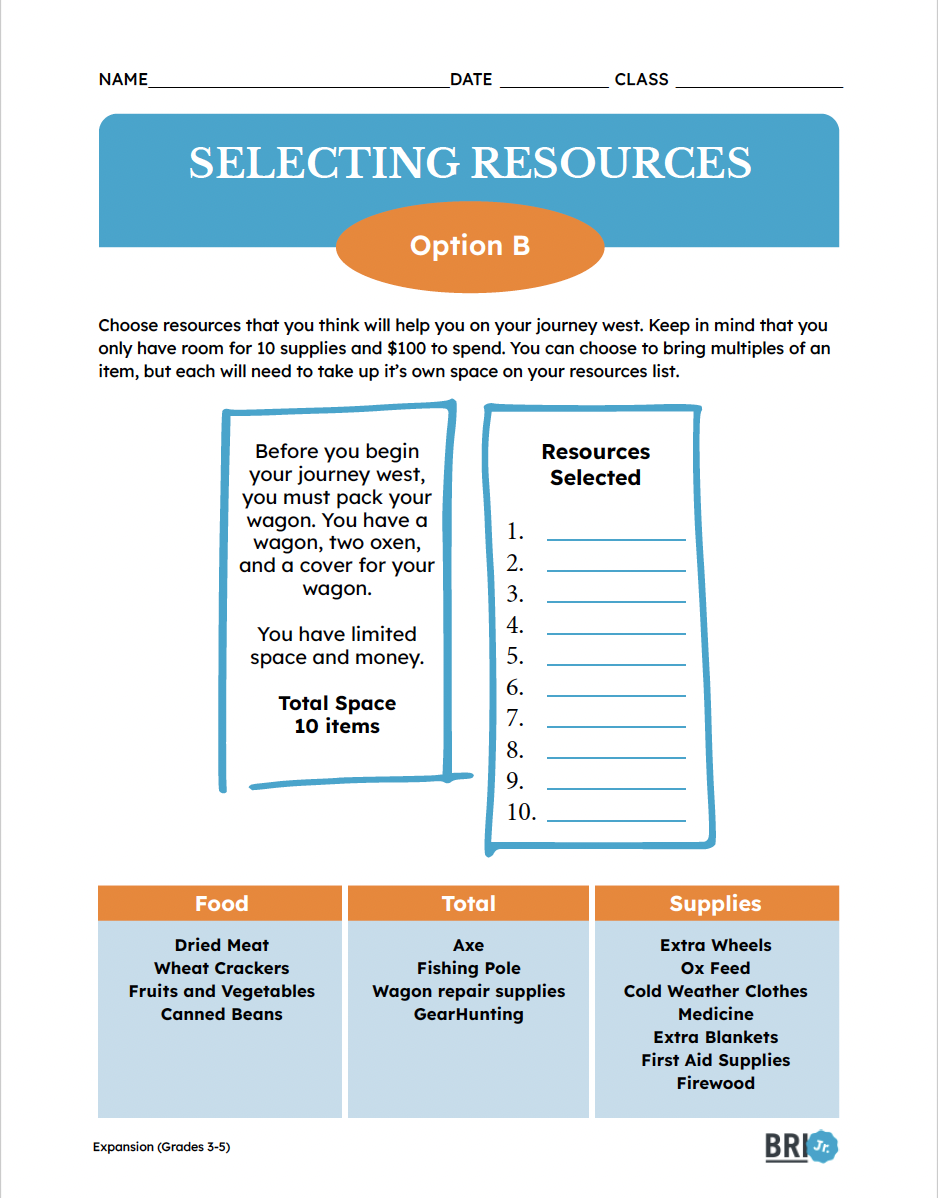 Trails West Simulation Game | Expansion | Elementary