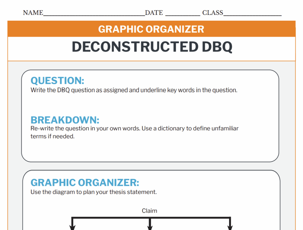 Civil War Middle School Deconstructed DBQ Graphic Organizer