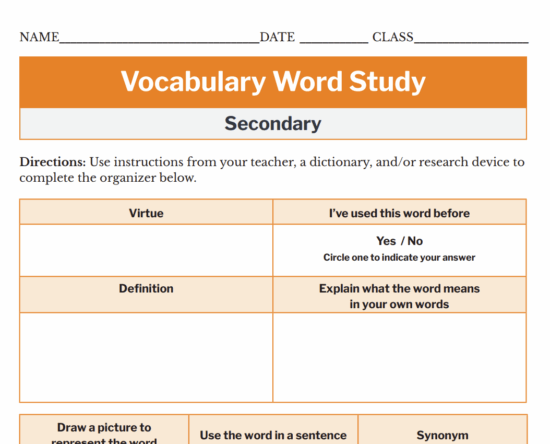 Middle School Social Studies Vocabulary Word Study