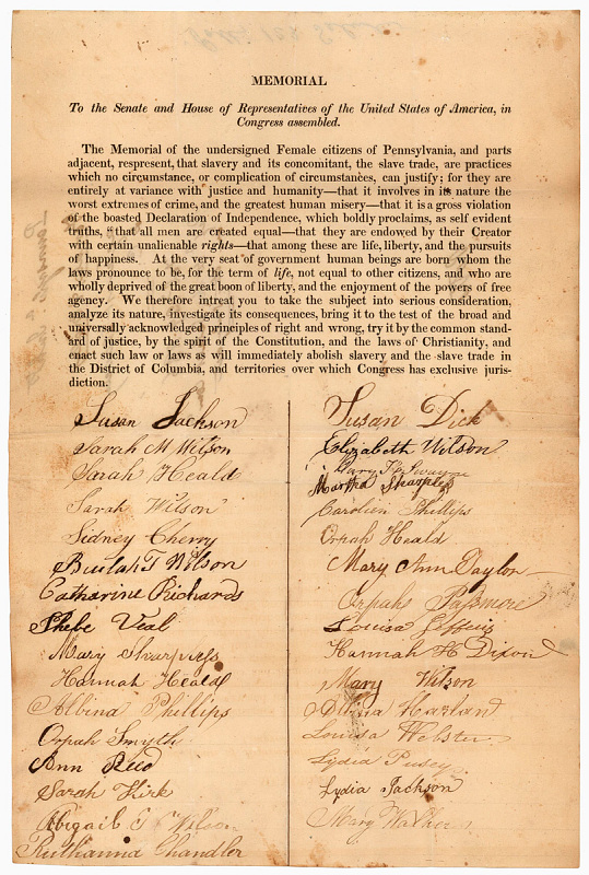 Handout B: 1830s Anti Slavery Petition | Bill of Rights Institute