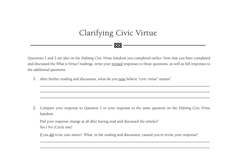 Clarifying Civic Virtue | Bill of Rights Institute