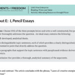 Handout E: I, Pencil Essays | Bill of Rights Institute