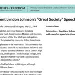 Primary Source: President Lyndon Johnson's Great Society Speech ...